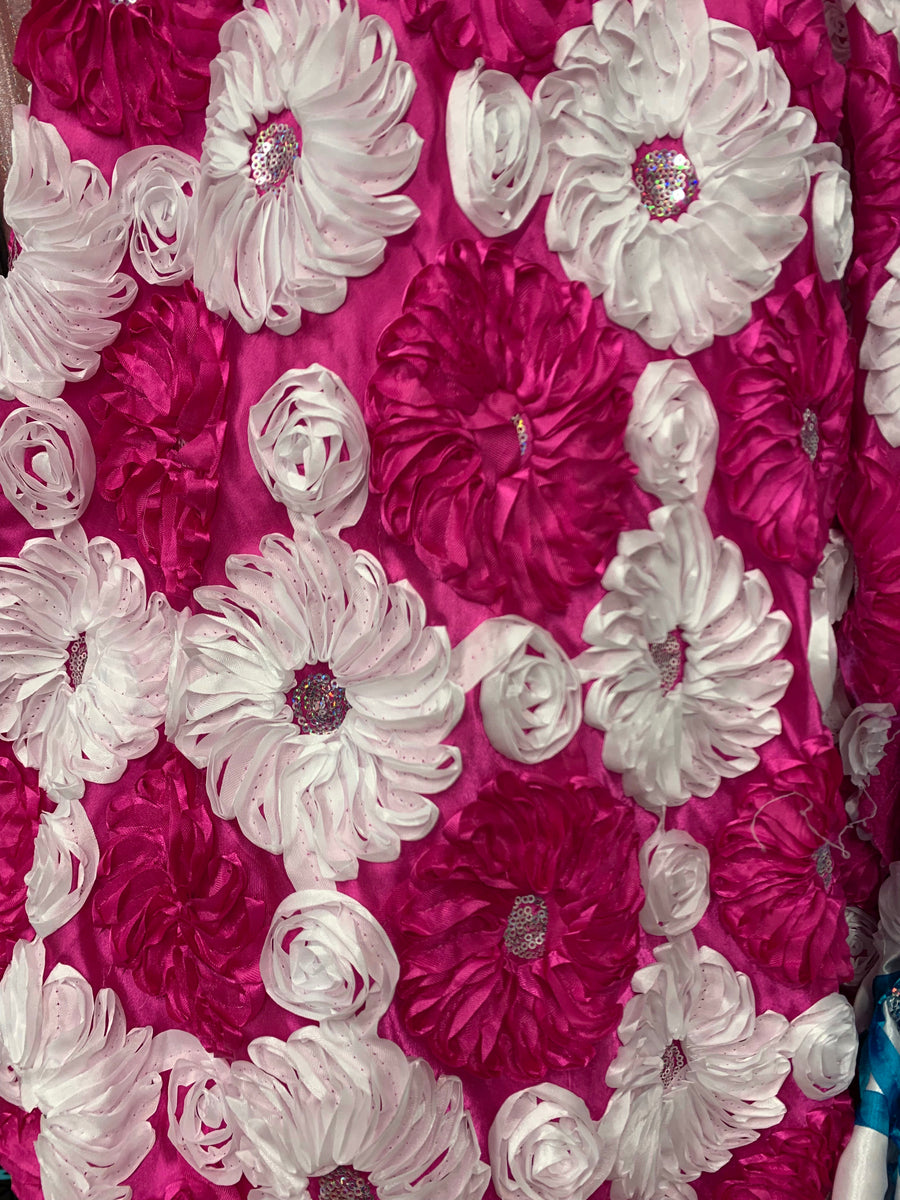 Floral on satin ( rose) – Polynesian Textiles