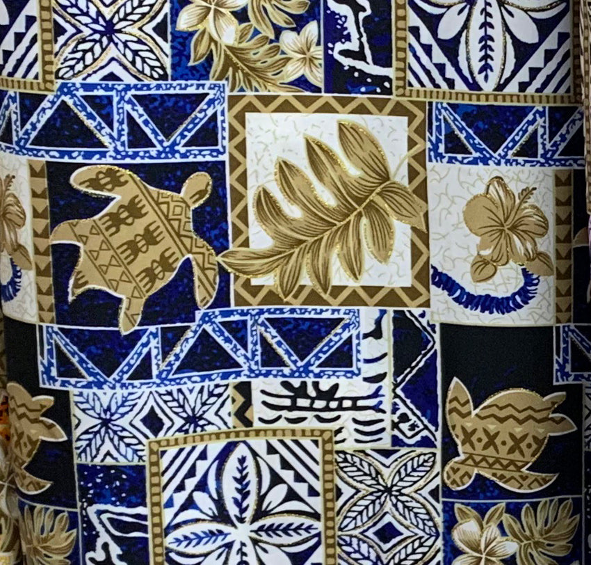 Polynesian printed with glitter on polyester #1 – Polynesian Textiles